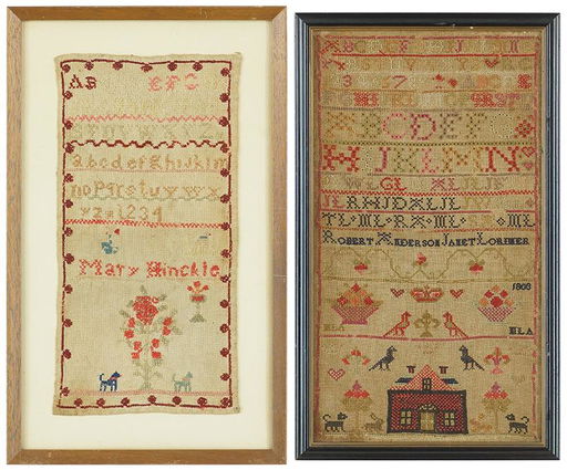 For Auction Two 19th Century American Needlepoint Samplers 2345024