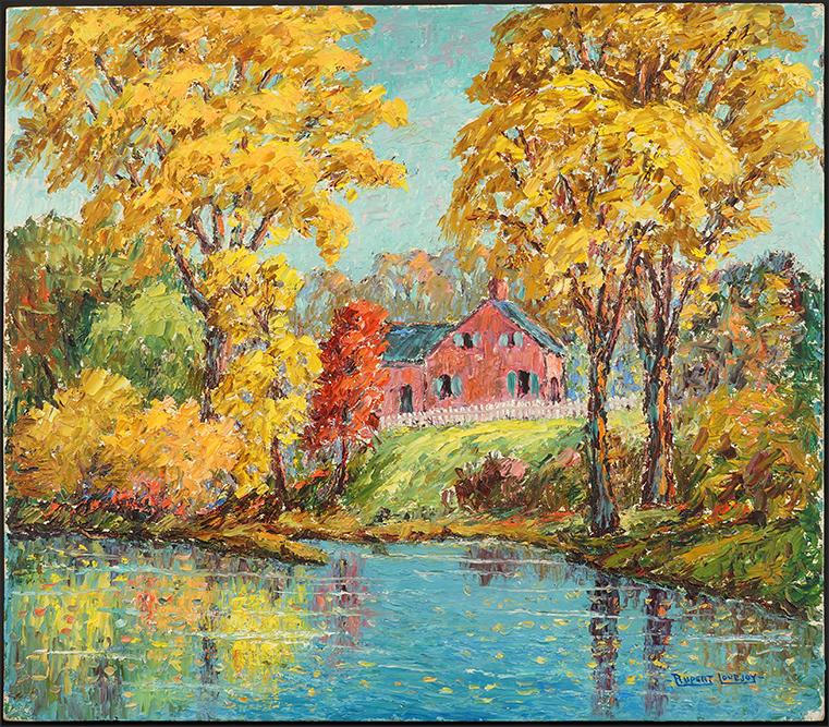 For Auction: Rupert Lovejoy (American, 1885-1975) Red House on the ...