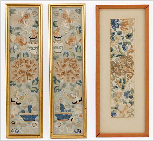 Three Chinese Embroidered Panels Apr 22 2020 Susanins Auctions In Il