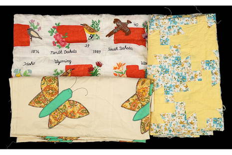 1950s Embroidered State Bird Quilt