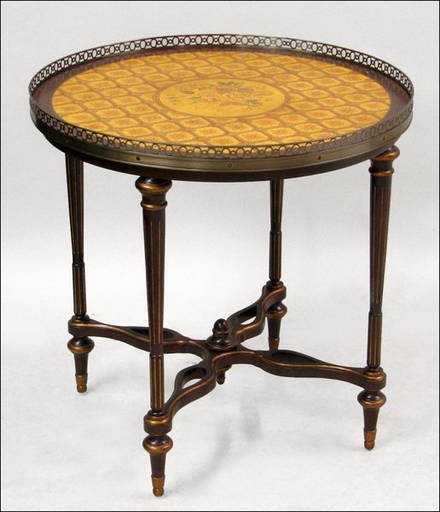 Round Occasional Table With Brass Gallery.