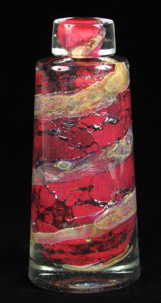 692018: CHRISTOPHER REIS BLOWN GLASS BOTTLE WITH STOPPE