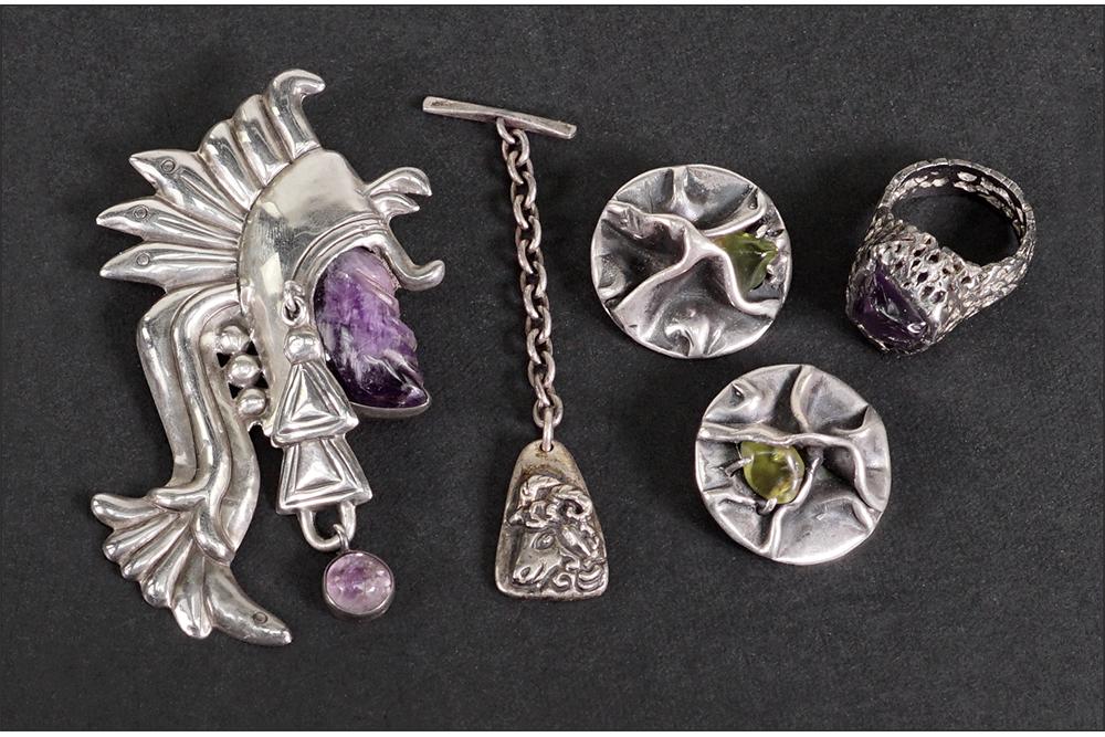 A Collection Of Silver Jewelry.