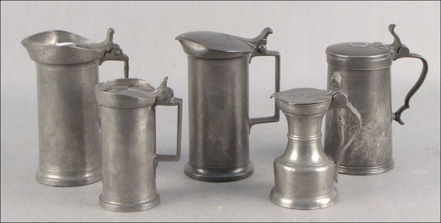 Boulanget Pewter Covered Litre Tankard.