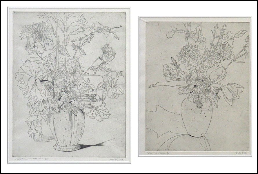 GORDON COOK (AMERICAN, 1927-1985) TWO ETCHINGS.
