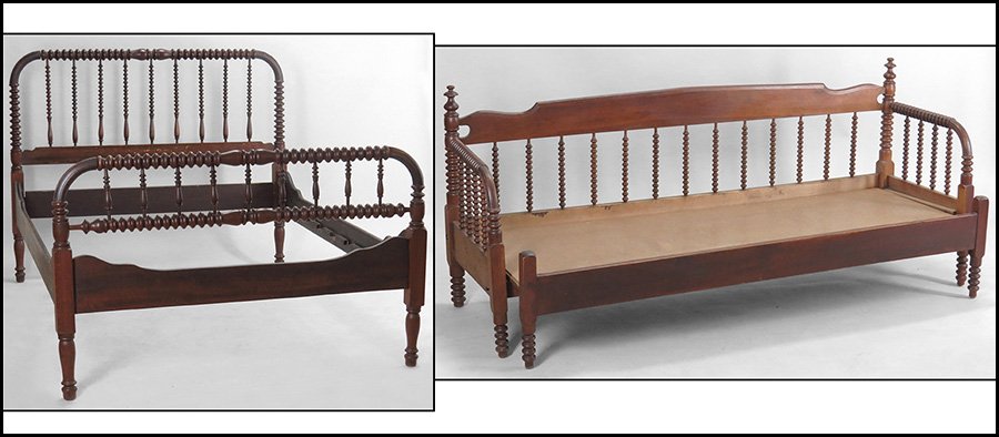 19TH CENTURY JENNY LIND STYLE SPOOL TURNED BEDFRAME.