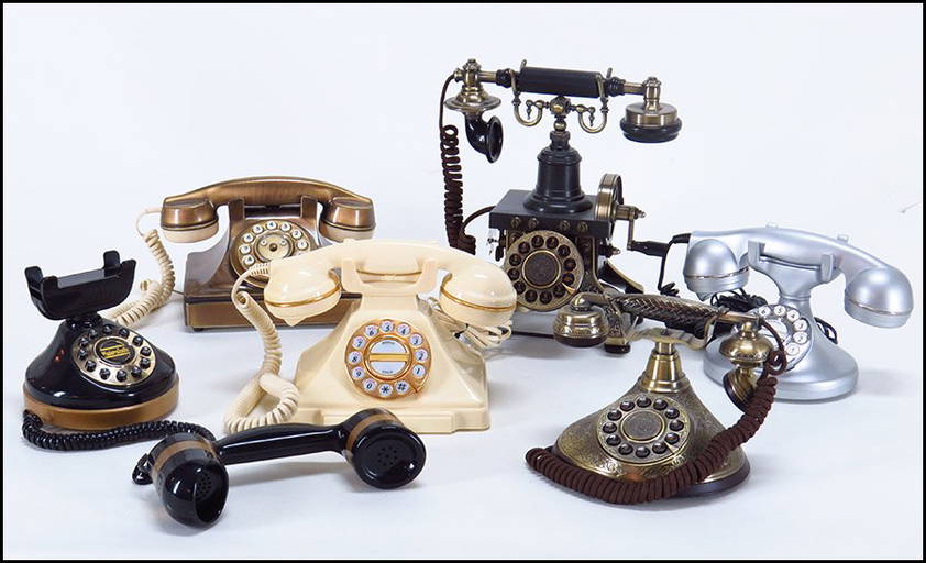 Collection Of Six Push Button Telephones.