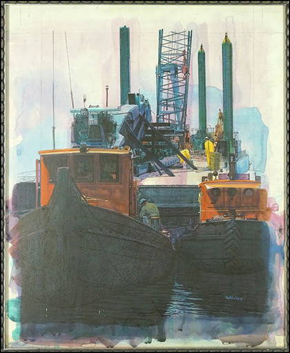 Howard P. Whims (american, 1905 2002) Shipyard.