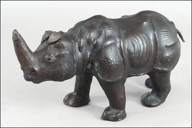A Leather Rhino Form Foot Stool.