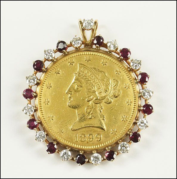 AN 1899 UNITED STATES $10 GOLD COIN.