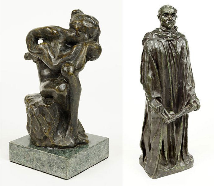 After Auguste Rodin (French, 1840-1917) Two Patinated
