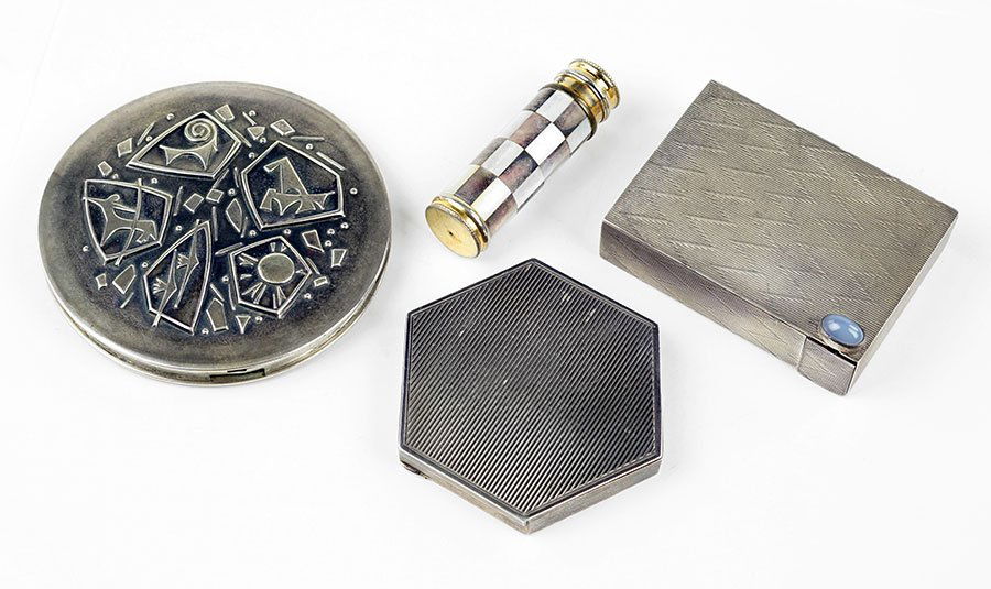 A Group Of Three Silver Compacts.