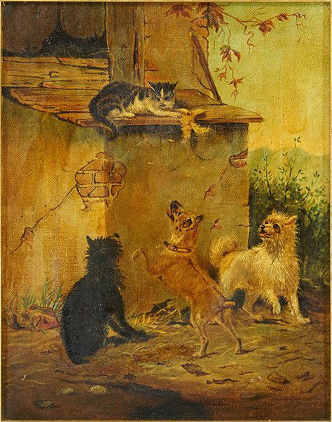 Artist Unknown (american, 20th Century) Dogs And Cats.