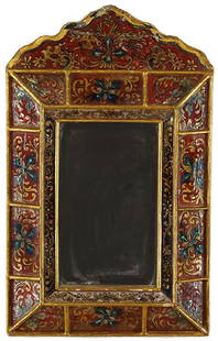 Peruvian Reverse Painted Glass Mirror
