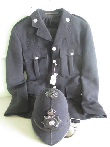 Vintage British Bobby Police Uniform & Helmet
