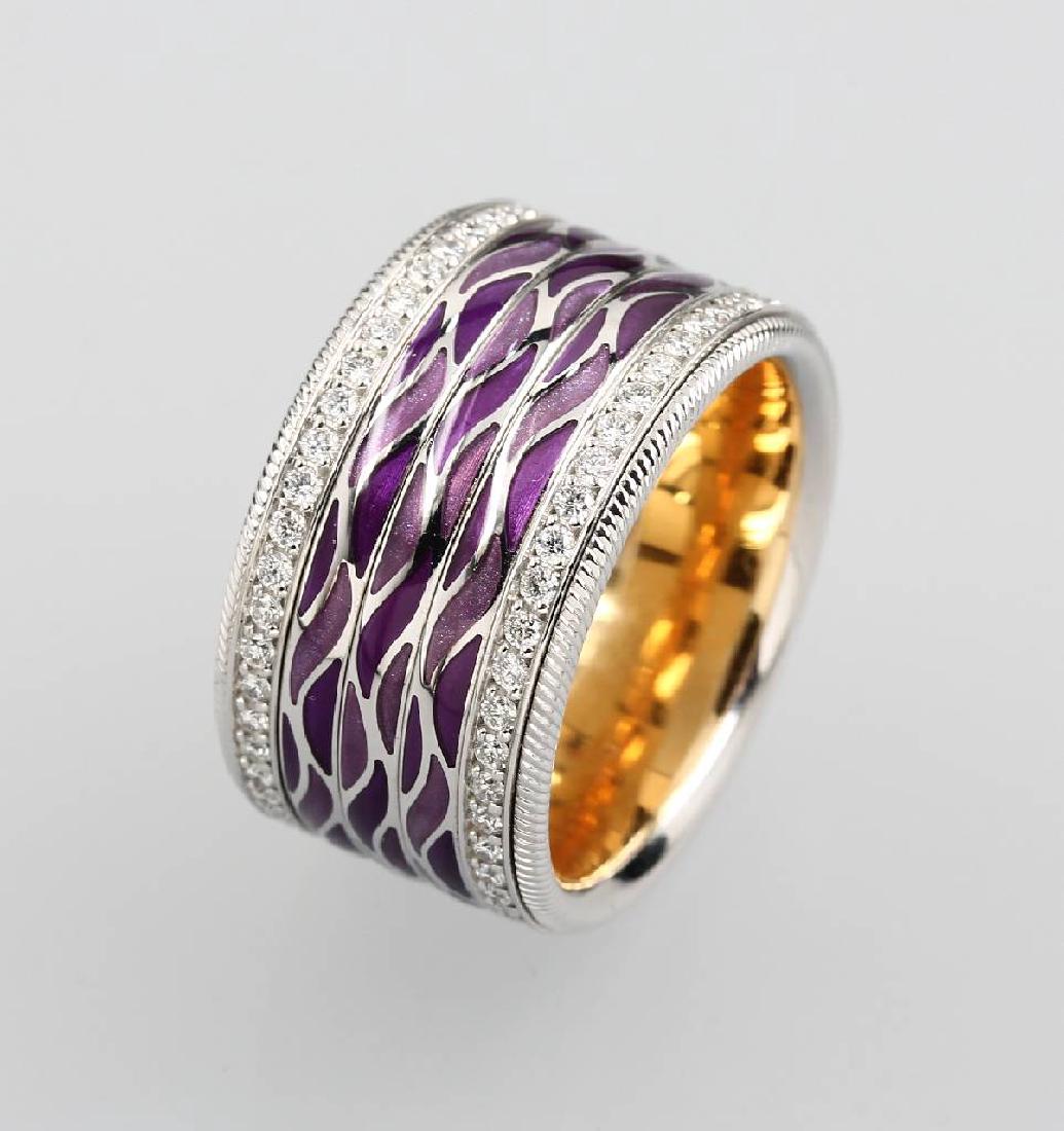 18 kt gold WELLENDORFF ring 'Purpurzauber' with enamel