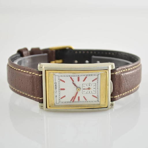 Wig Wag Rare Rectangular Gents Wristwatch