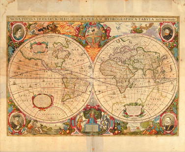 Map Nova Totius Orbis Geographica By Henri Hondio