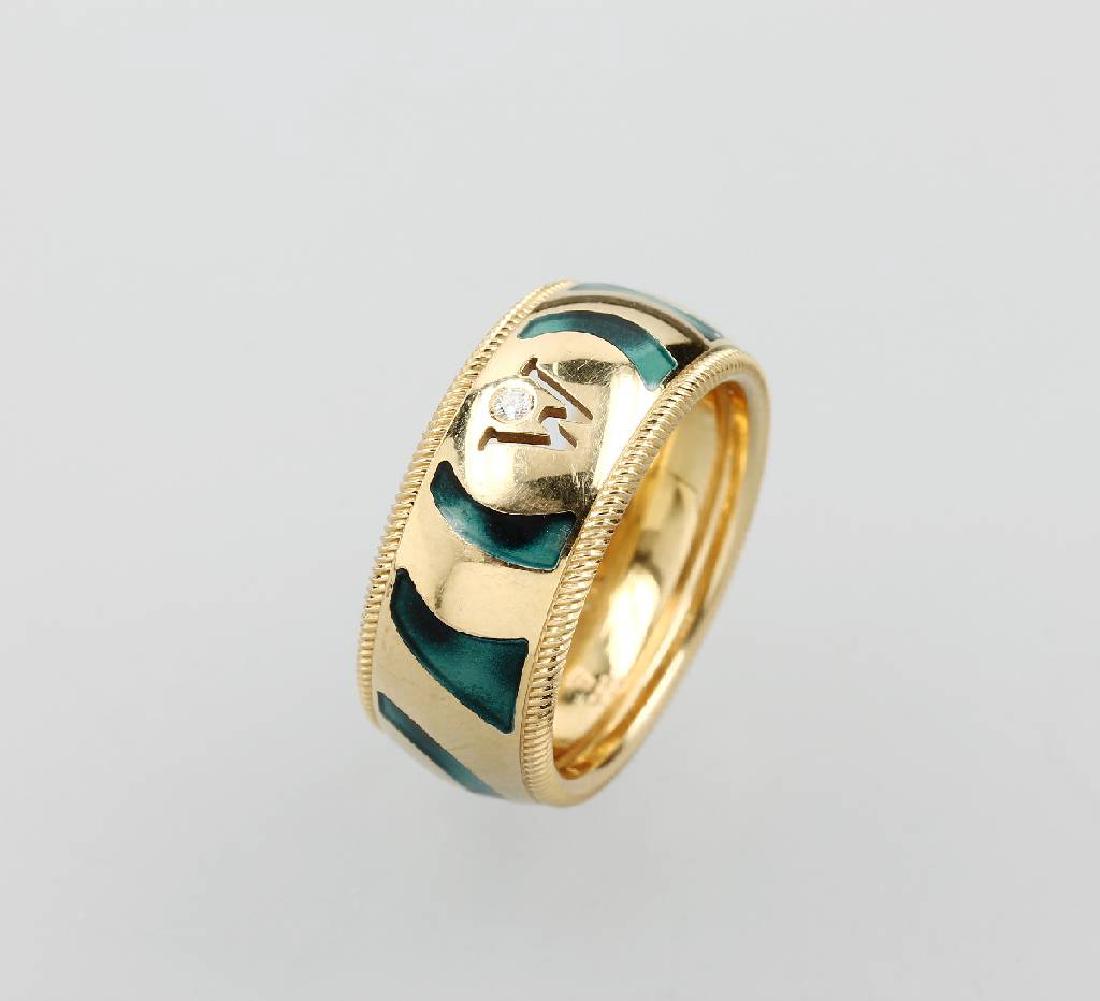 18 kt gold WELLENDORFF ring with enamel