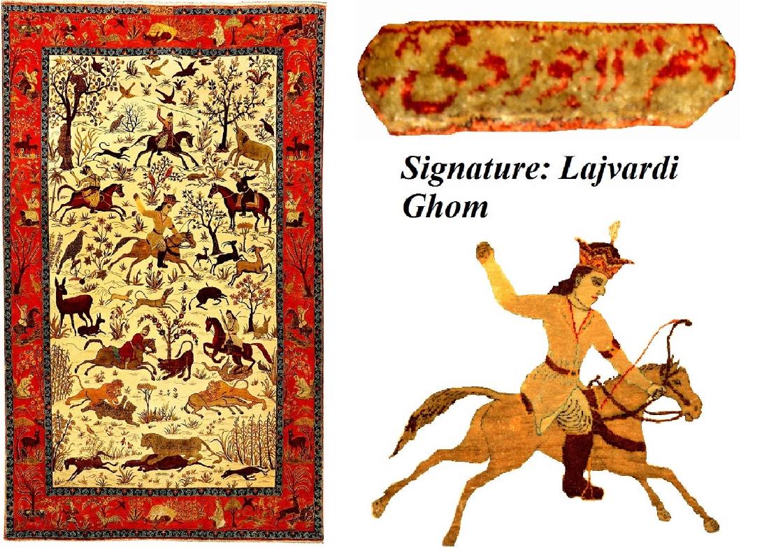 Exceptionally Fine & Unique 'Part-Silk' Qum 'Lajvardi'