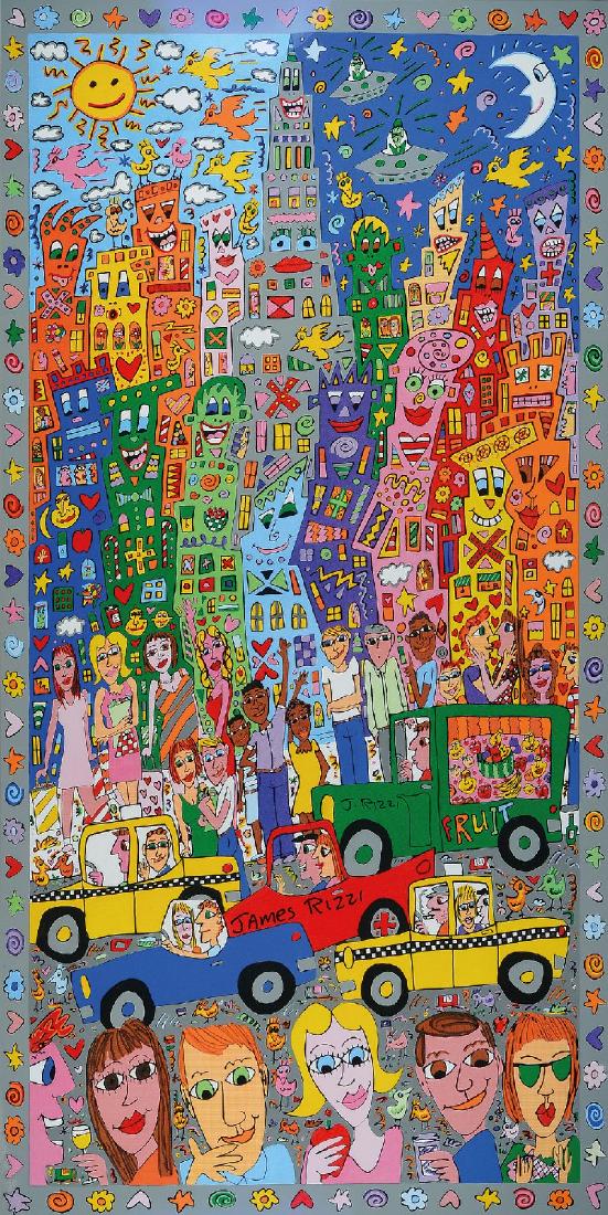 James Rizzi, 1950 - 2011, screen print on foil, Fruit
