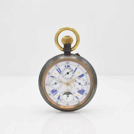 Big Open Face Pocket Watch With Complete Calendar