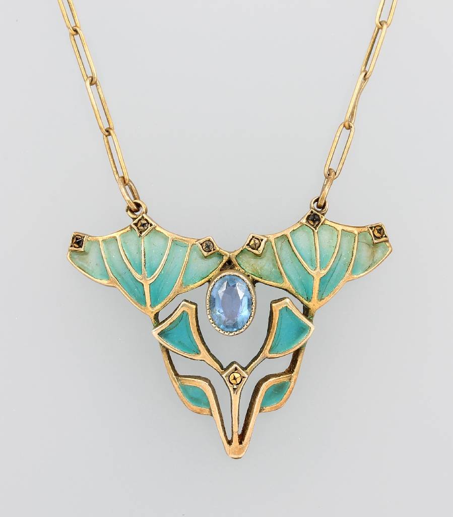 Silver Necklace With Plique A Jour Enamel