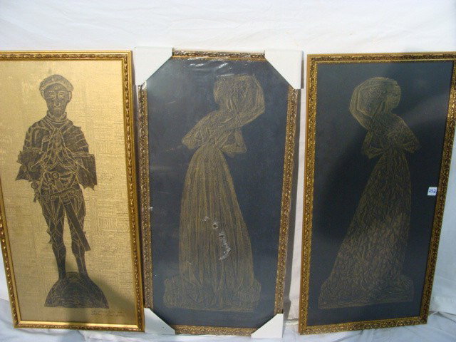 252: 3 Brass rubbings from England