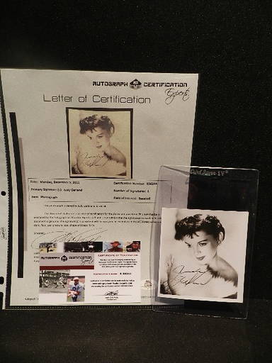 Judy Garland Signed Picture W/ Coa
