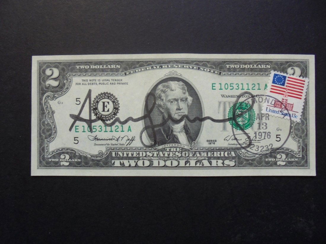 Andy Warhol Two Dollar Bill Jefferson, 1976 Signed