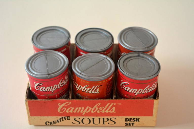 Campbells Soups Desk Set Display Sign Cans Art Creative