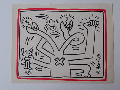 Keith Haring New York City Subway Chalk Drawing On Paper 1980-1987 Pop ...