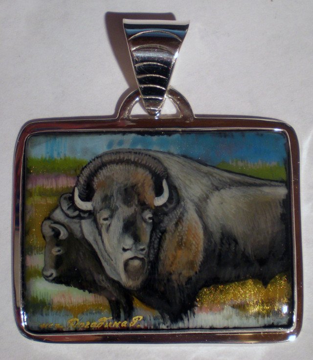 Russian Hand Painted Wild Buffalo