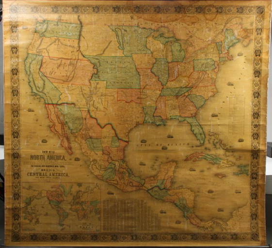 1853 Wall Map Of North And Cental America