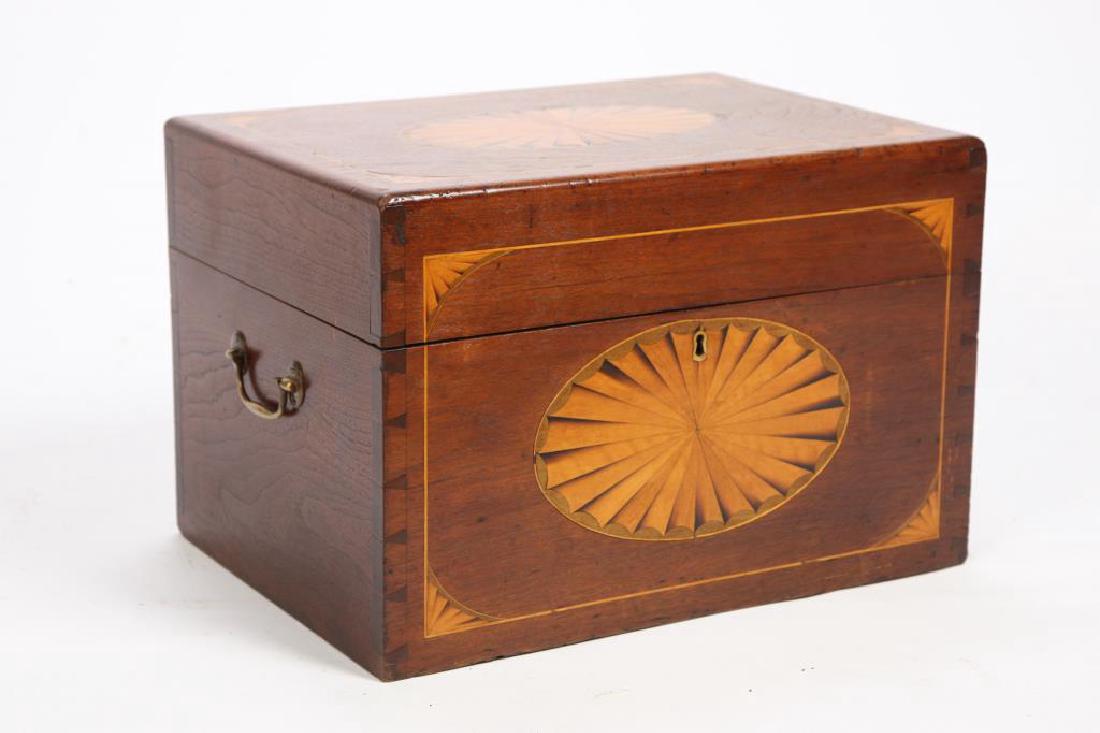 INLAID MAHOGANY VENEER CAPTAIN'S SPIRIT CHEST