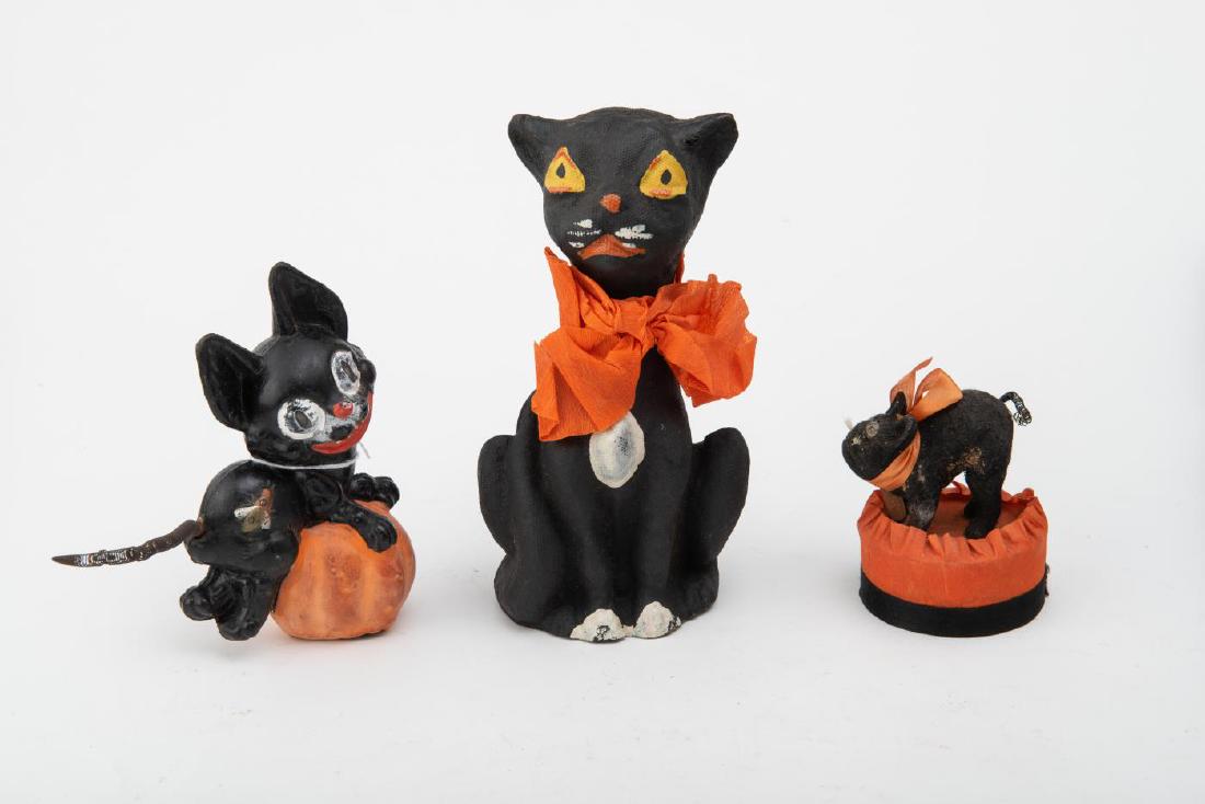 THREE BLACK CAT CANDY CONTAINERS