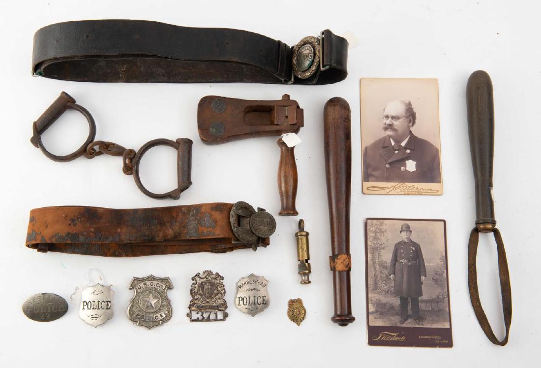 LOT OF EARLY POLICE ITEMS (16), INCL. BADGES