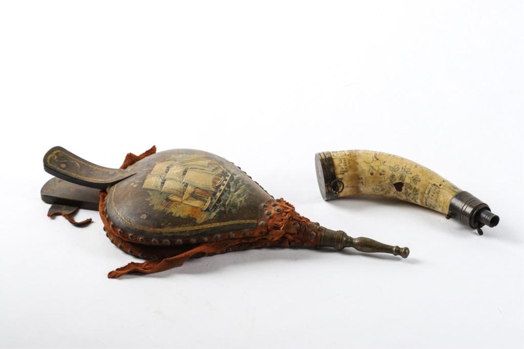 For Auction: SCRIMSHAW POWDER HORN & EARLY BELLOWS (#47) on Oct 06 ...