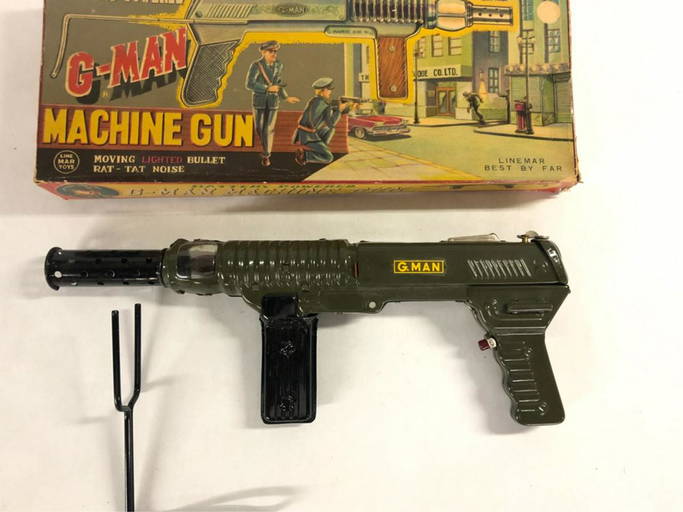 Vintage Linemar G Man Toy Machine Gun