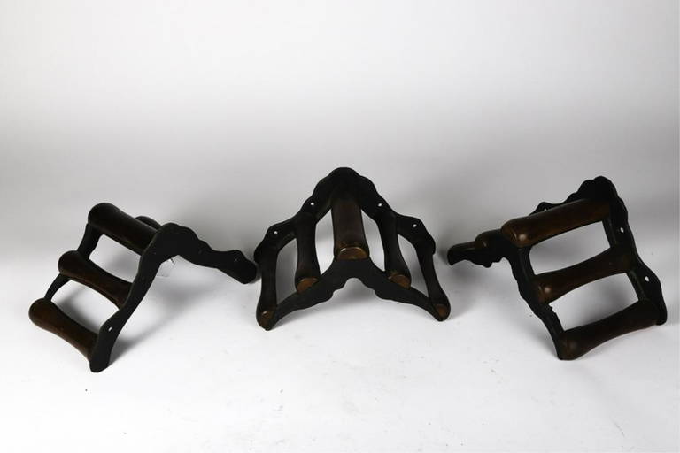 (3) Cast Iron And Wooden Harness Racks
