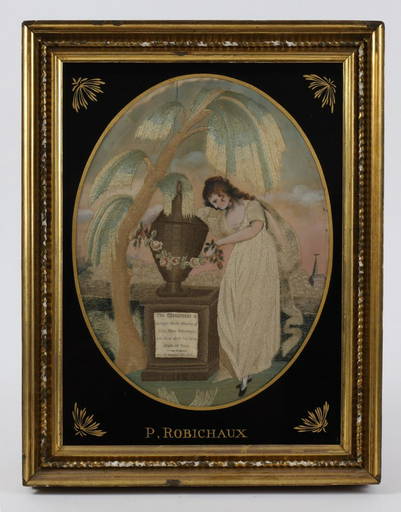 Federal Period Silk Mourning Piece Embroidery