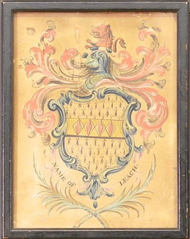 172: Leach family coat of arms watercolor on paper, 10