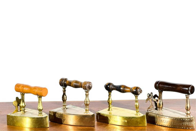 Group (4) Antique Brass Slug Irons