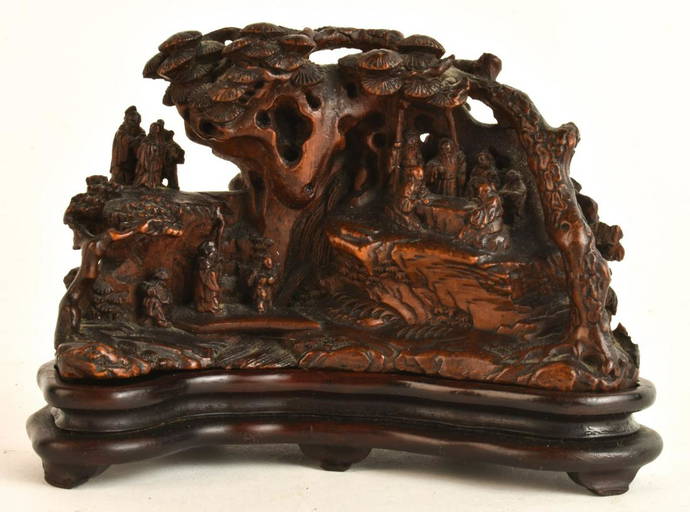 (19thc) Japanese Carved Figure Groups In Miniature