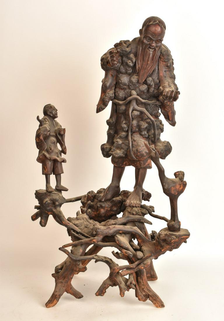 (19th C) Chinese Tree Root Carving