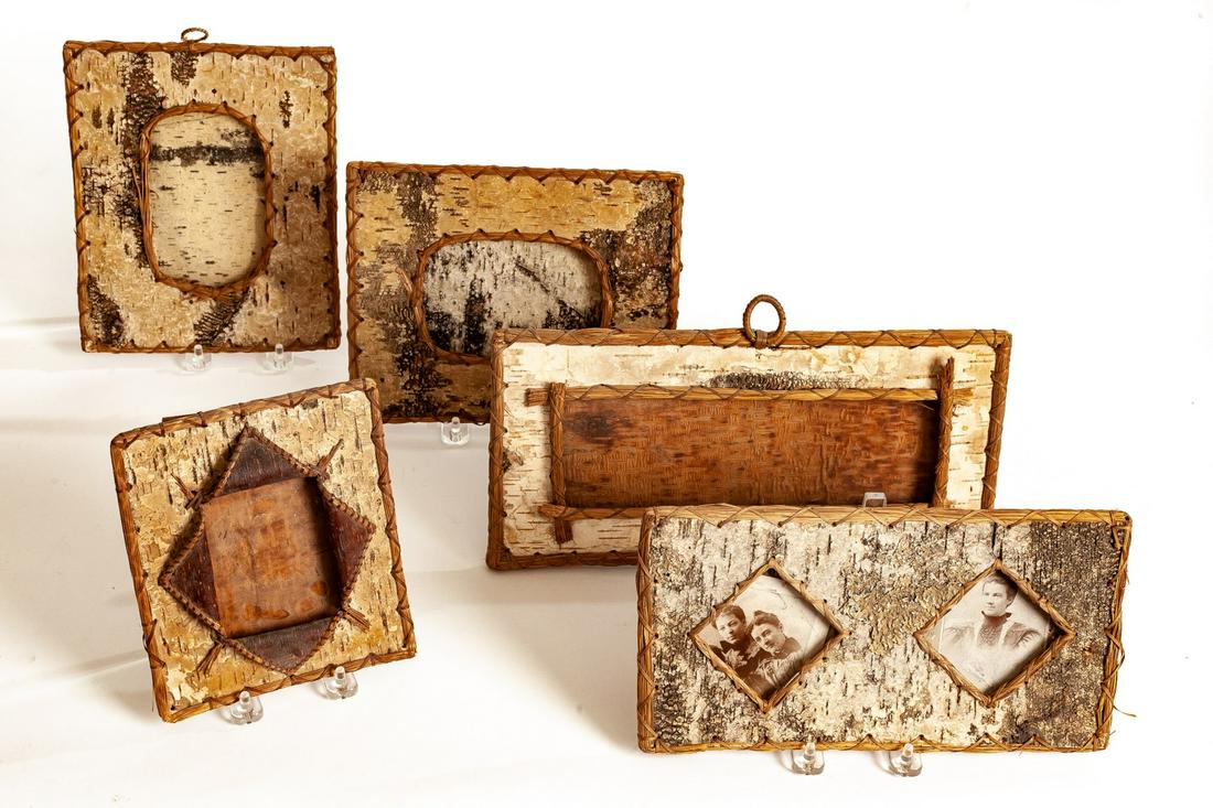 (5) Adirondack Birch Bark Frames