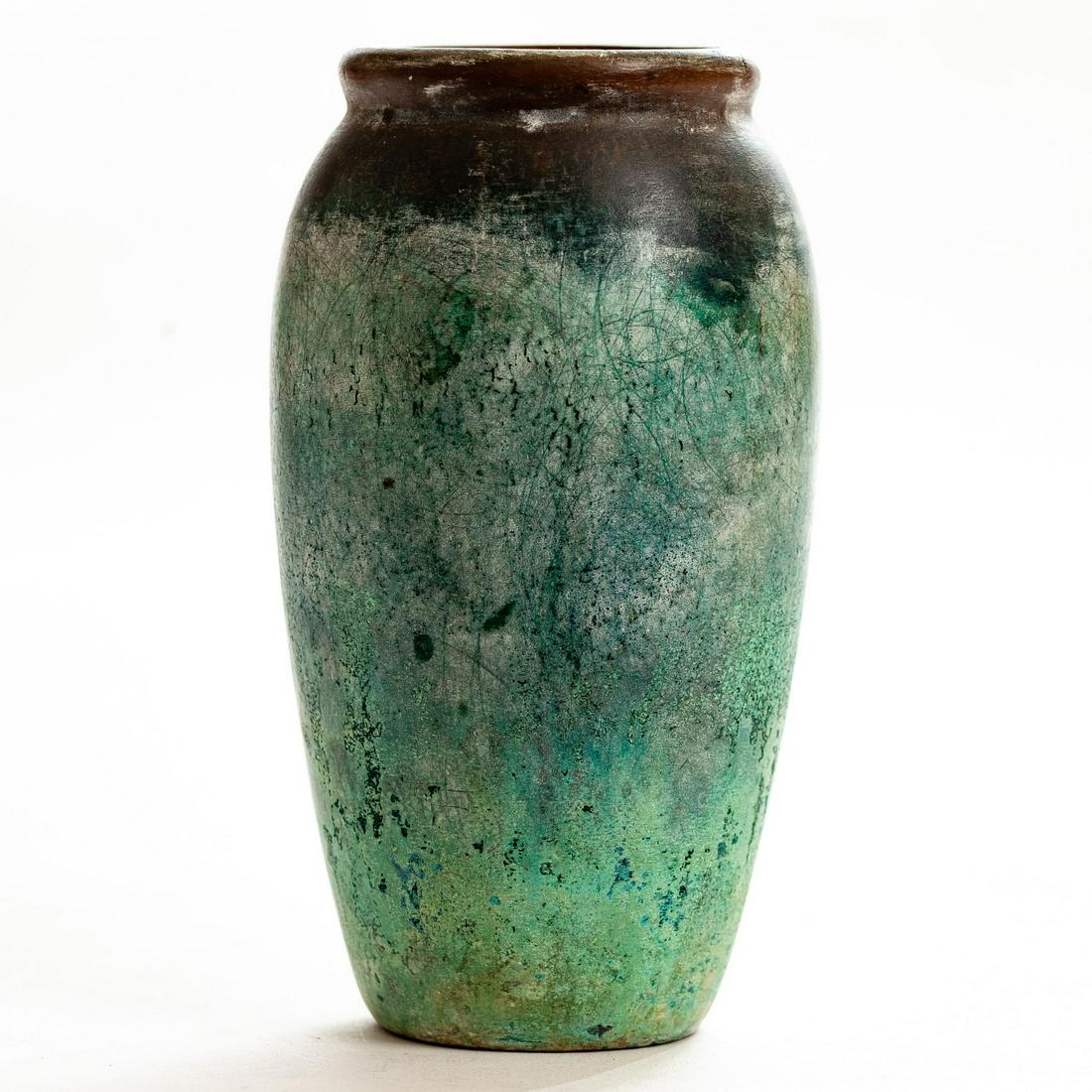 Clewell Copper Overlay Pottery Vase