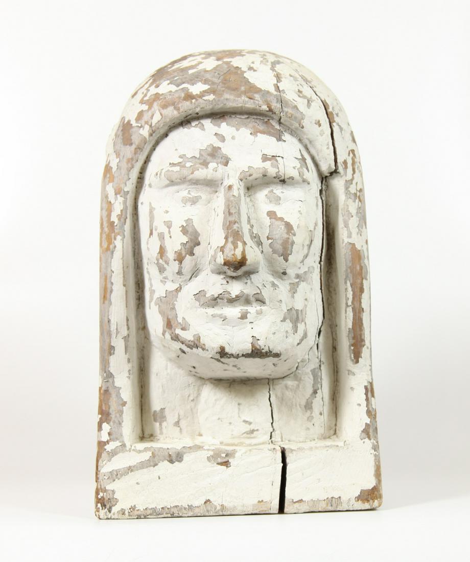 Stylized Carved & Painted Indian Head Auction