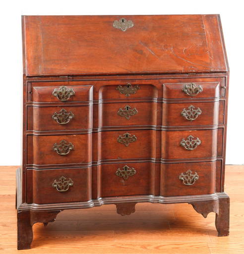 (18th C) Chippendale Mahogany Block Front Desk
