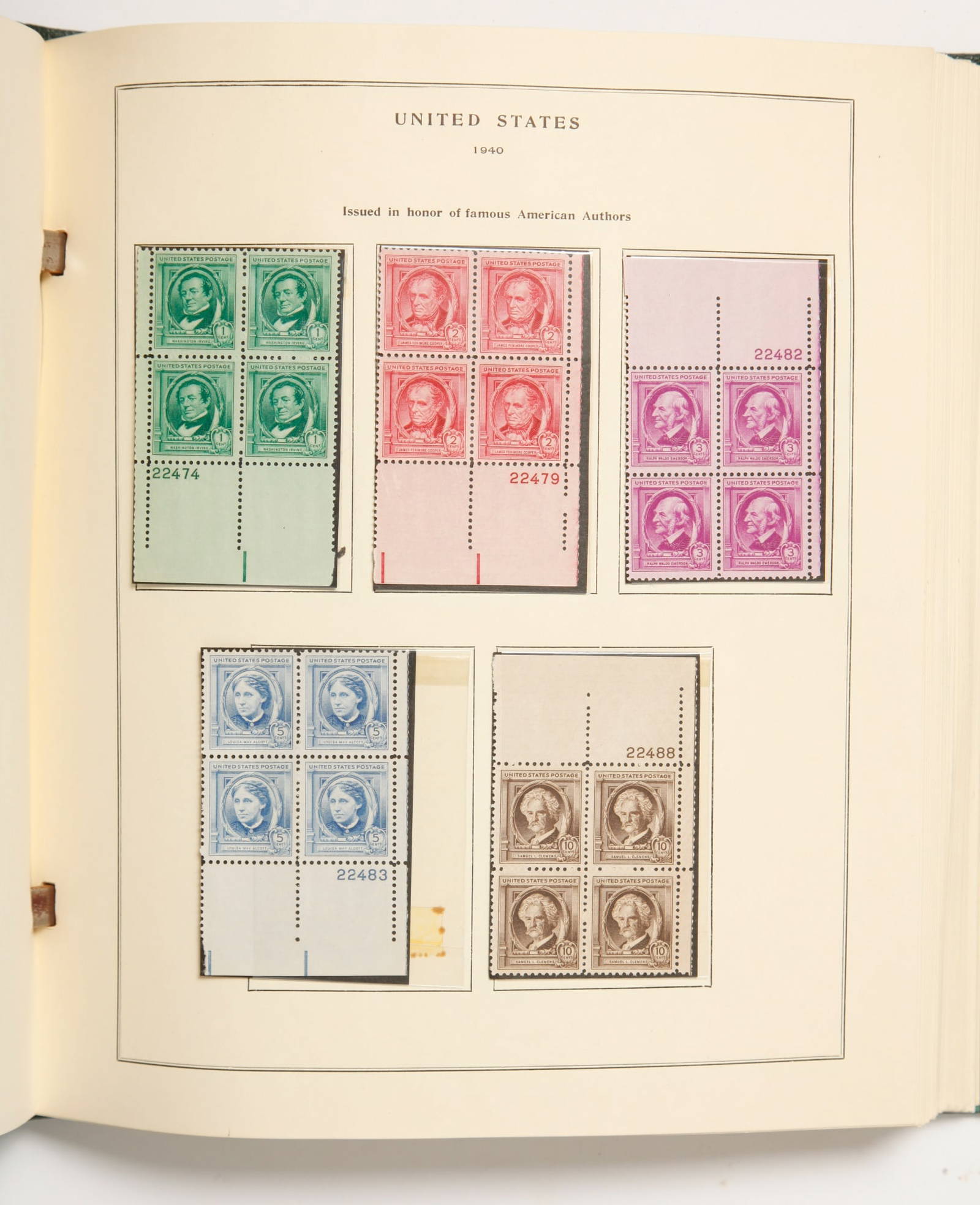 Scott's Plate Block Album Of Us Commemoratives Auction